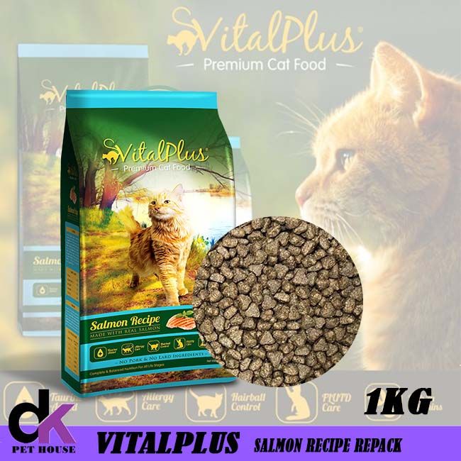 VitalPlus Premium Salmon Recipe All Life Stage Cat Food 1KG REPACK | Lazada