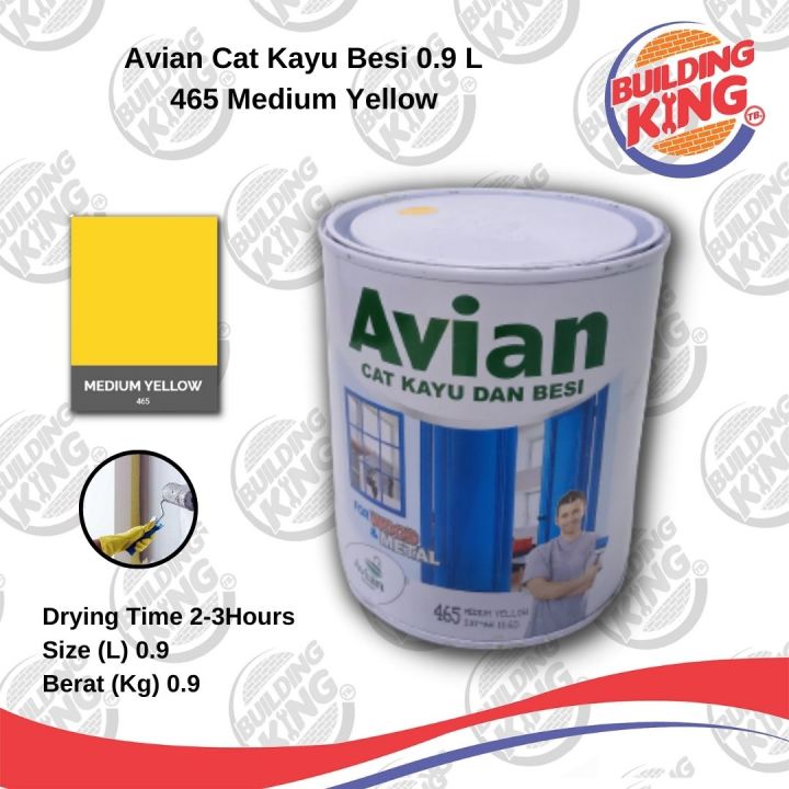 Cat AVIAN Besi Kayu 1 Kg 0,9L Kuning 465 Medium Yellow 1Kg | Lazada ...