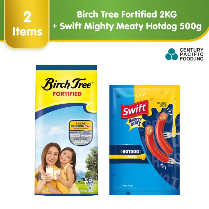 Birch Tree Fortified 2KG + Swift Mighty Meaty Hotdog 500g | Lazada PH