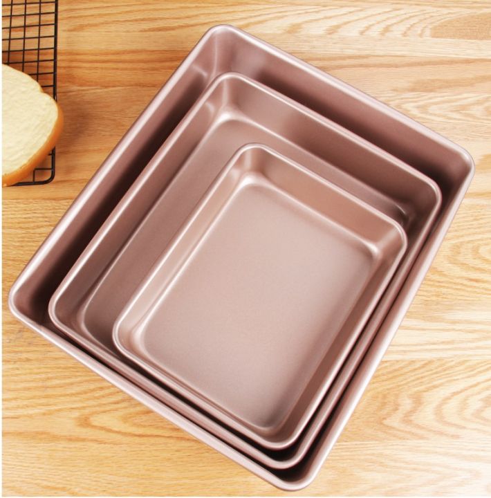 SM096 Non-stick Rectangular Rectangle Cake Pan Gold | Lazada Singapore