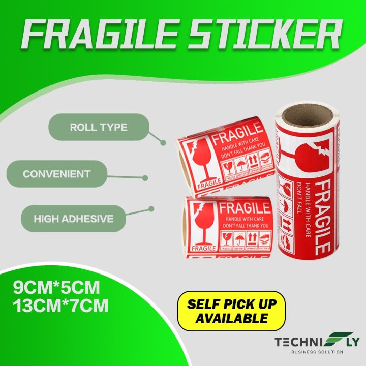 Pelekat Rapuh Roll 500pcs 9x5cm & 13x7cm | Fragile Sticker Roll 500pcs ...