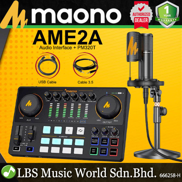 Maono Maonocaster AME2A Audio Interface Production Studio Set with Mic ...