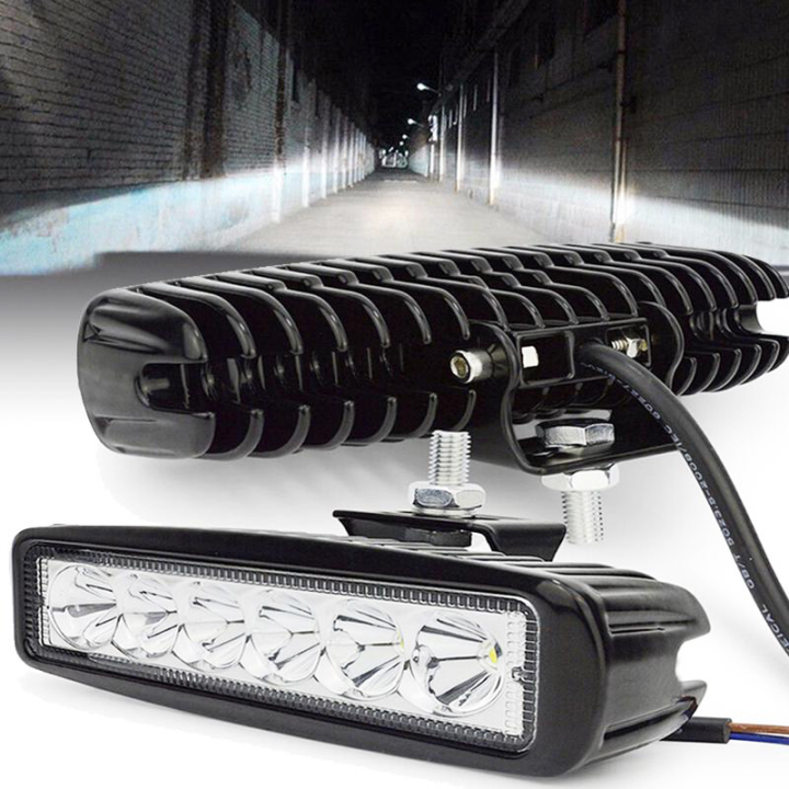 6LED 18W Work Light Bar DRL Driving Fog Spot Lamp for Offroad Car Truck ...