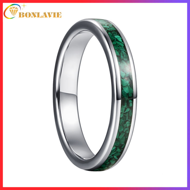 BONLAVIE Silver Tungsten Rings Unisex 4mm Men Wedding Rings Inlaid with ...