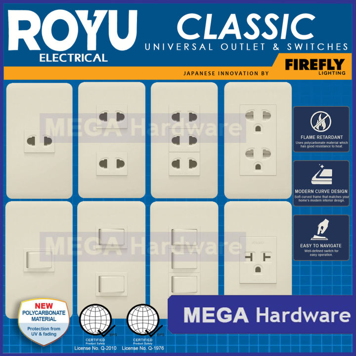 ROYU Classic Series Universal Outlet & Switch (1Gang, 2Gang, 3Gang ...