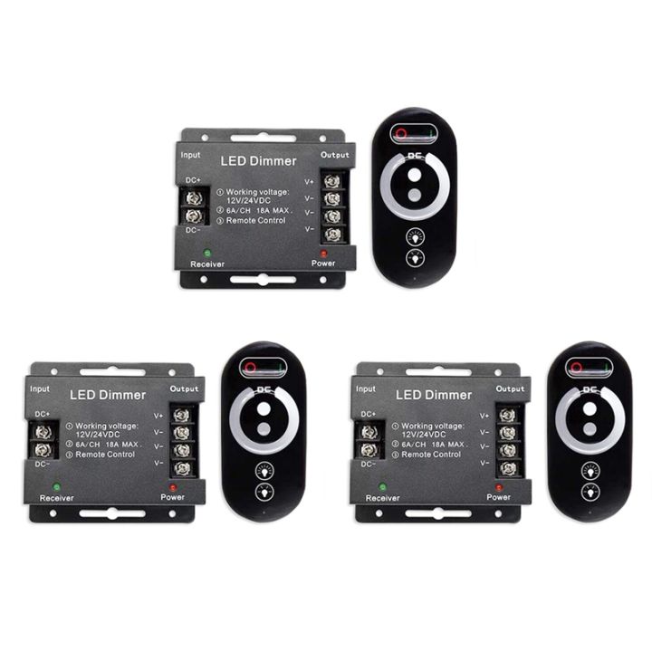 3X 18A LED Monochrome Controller Dimmer 12V 24V with Wireless Touch ...