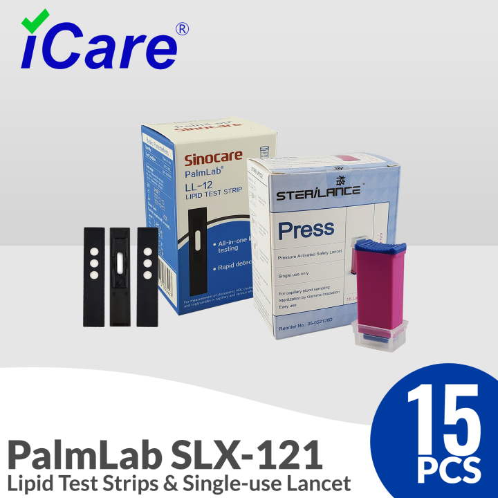 iCare® Palmlab LL-12 Lipid Test Strips 15pcs with 16pcs Sterilance ...