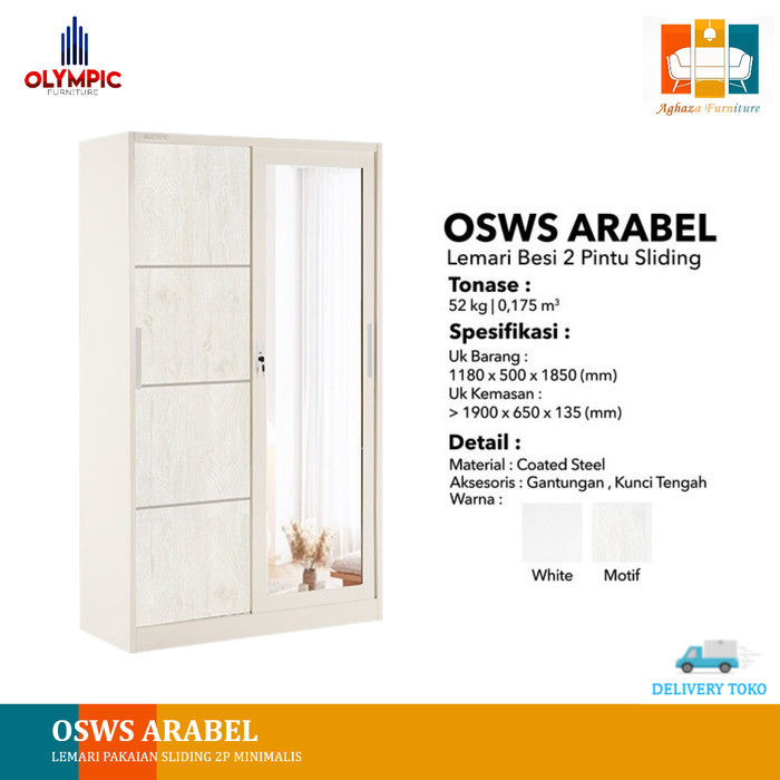 Lemari Pakaian Baju 2 Pintu Besi Sliding Minimalis OSWS ALBA / OSWS ...