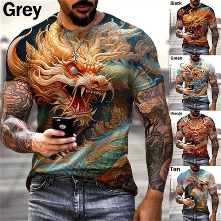 Cool Chinese Dragon 3d Printed T Shirts Mens Fashion Hip Hop Street