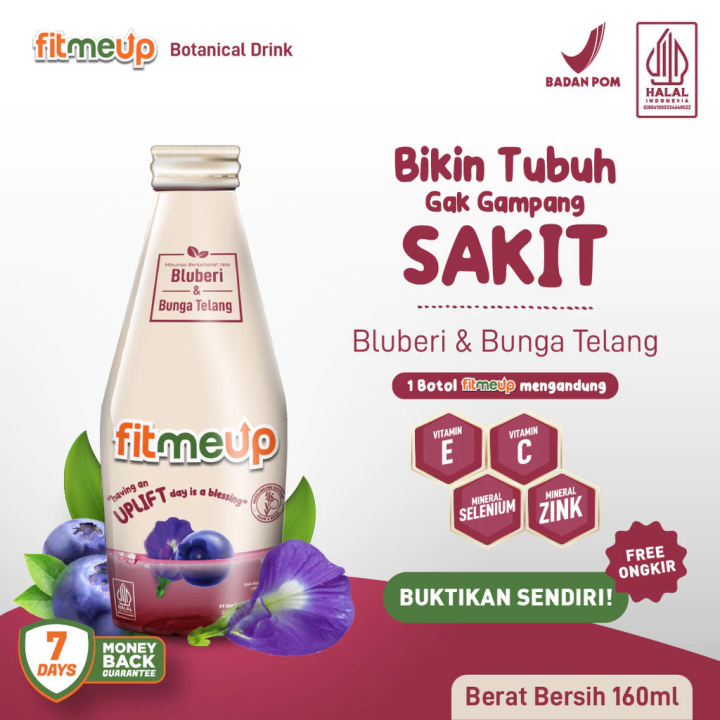 Fit Me Up Botanical Drink Variant Uplift Kombinasi Bluberi & Bunga Telang 160ml | Lazada Indonesia