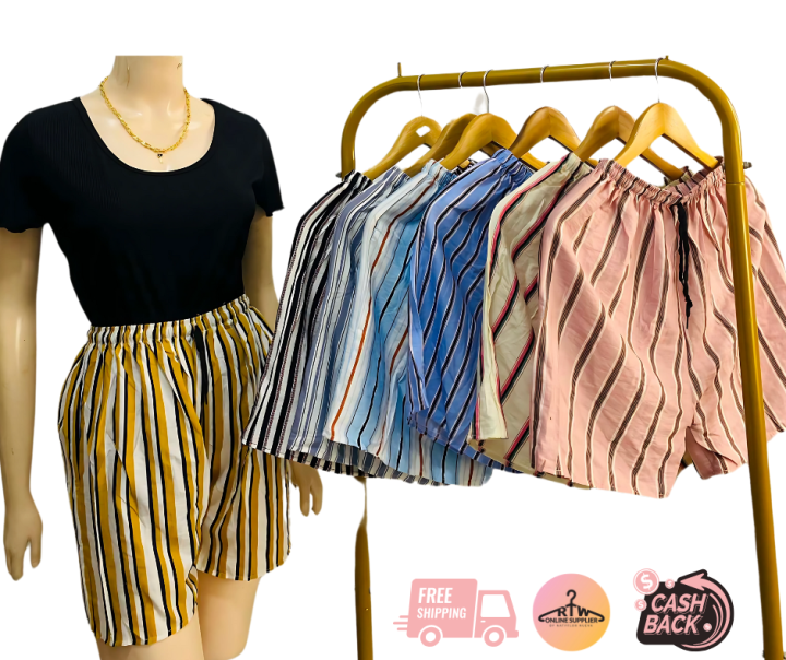 RTW JMF Pambahay Unisex Challis Stripe Shorts Small-Large | Lazada PH