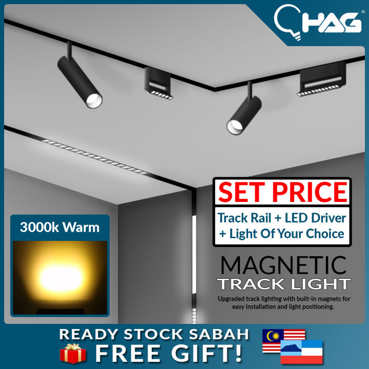 (READY STOCK) HAG® Magnetic Track Light 1m Rail 3000k Warm Surface ...