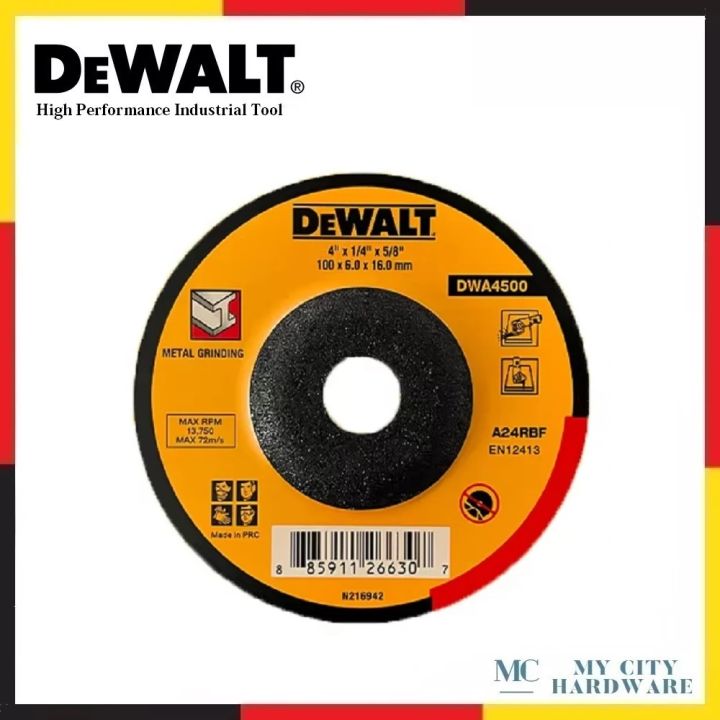 Dewalt DWA4500 4 / 100 x 6.0 x 16mm Metal Grinding Wheel | Lazada