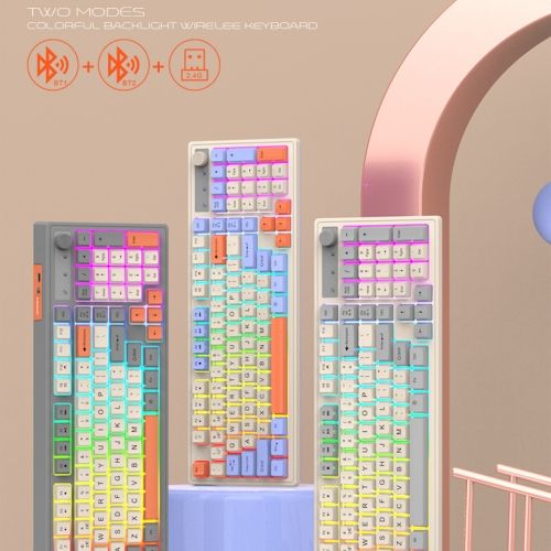Wireless LED mechanical feel gaming keyboard, rainbow backlit keyboard ...
