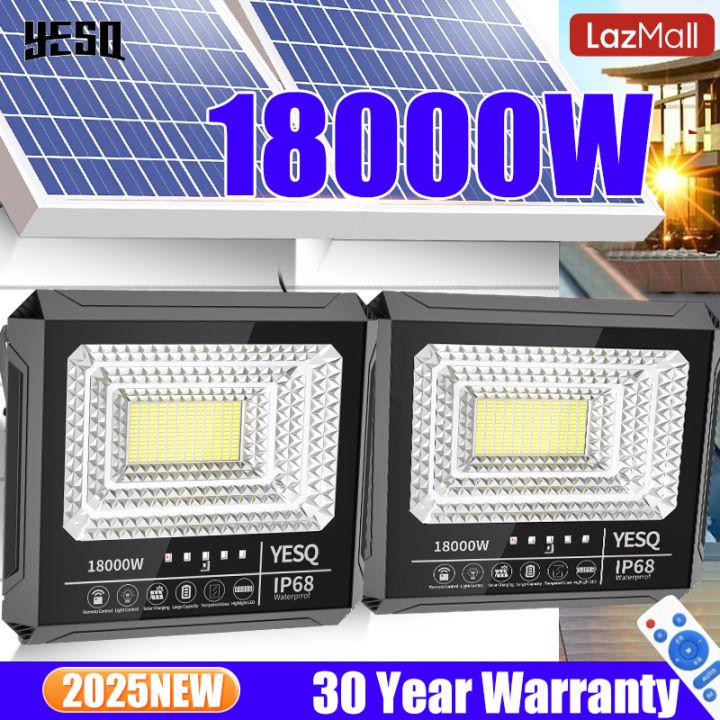 YESQ 18000W Solar Light Led Outdoor Flood Light Street Lamp With Solar ...