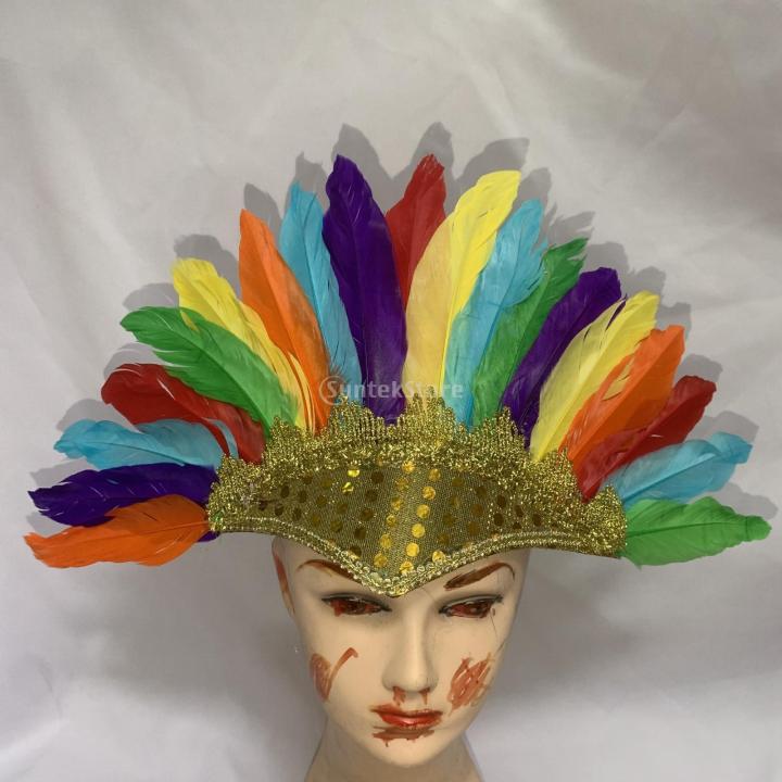 Saraka Large Feather Headdress Head Accessories Stage Cosplay Fancy ...