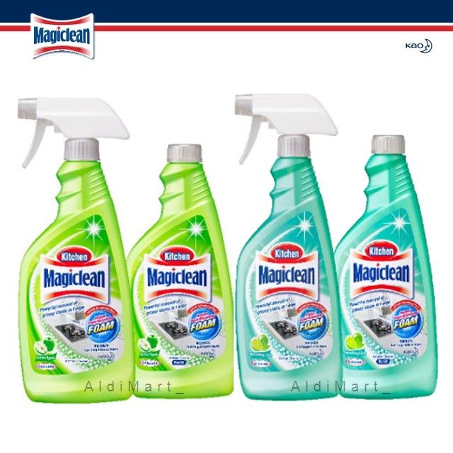 KAO Magiclean Kitchen Trigger Cleaner Spray 500ml Refill Lime / Apple Powerful Removal of Greasy ...