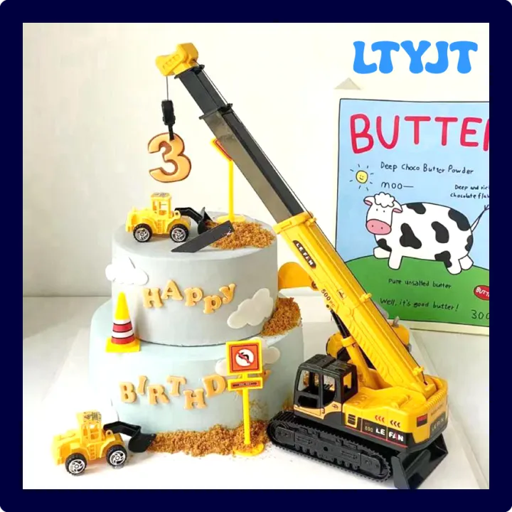 LTYJT Engineering Excavator Tractor Cake Topper Birthday Construction ...