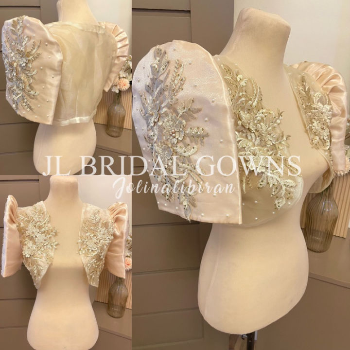 Bolero top with patching lace & stones - Filipiniana mestiza sleeves ...
