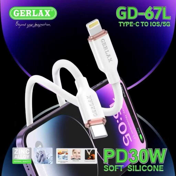 GERLAX Kabel Data PD 30W Type C TO Lightning IOS IPH Support Fast ...