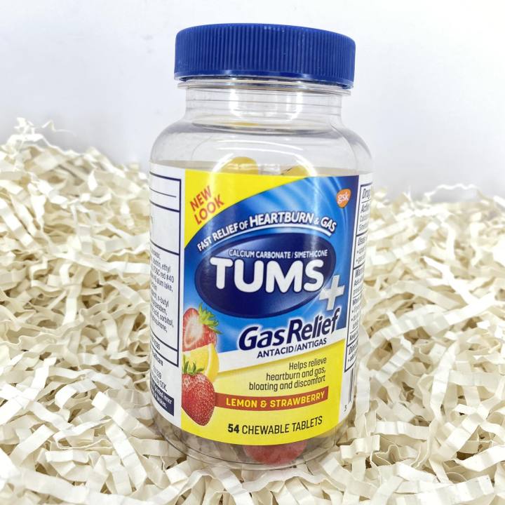 Tums GasRelief Antacid/Antigas Lemon & Strawberry 54 Chewable Tablets ...