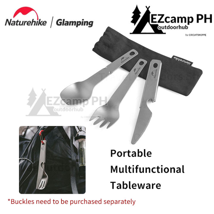 Naturehike Pure Titanium Steel 3 in 1 Cutlery Set Spoon Fork Knife ...