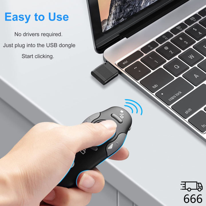 พ้อยเตอร์ เป่า Wireless Presenter USB Presentation Mouse Laser Pointer รีโมทพ้อยเตอร์ รีโมทพรีเ ...