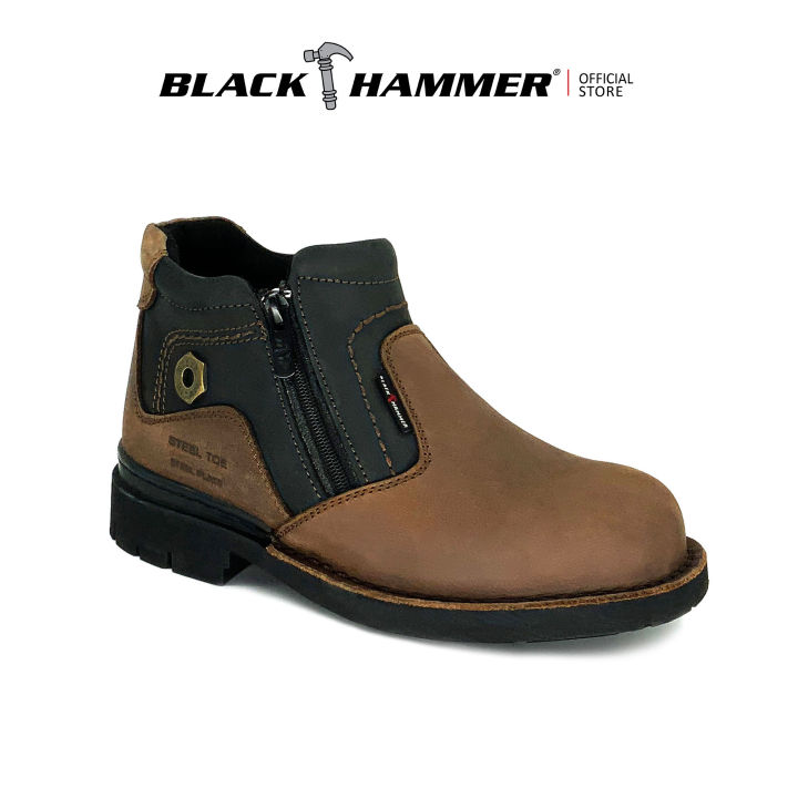 Black Hammer Men 4000 Series Mid Cut with Double Zip Safety Shoes ...