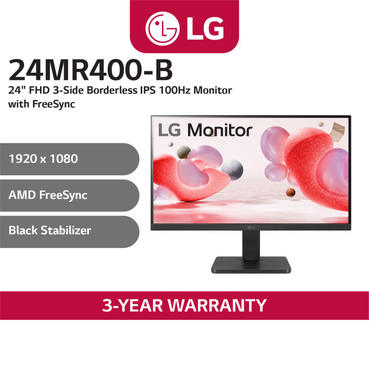 LG 24MR400-B 24" FHD Monitor 3-Side Borderless IPS 100Hz Monitor with ...
