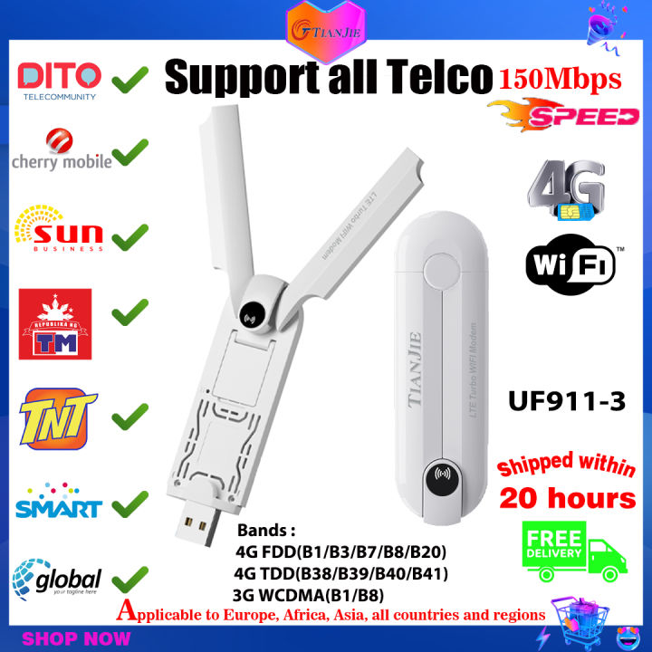 UF911 4G LTE Wireless Router USB Dongle 150Mbps Modem Stick Mobile Broadband Sim Card Wireless ...