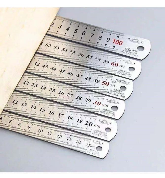 Stainless Steel Ruler Pembaris Besi / Metal Ruler 20 cm / 30 cm / 60 cm ...
