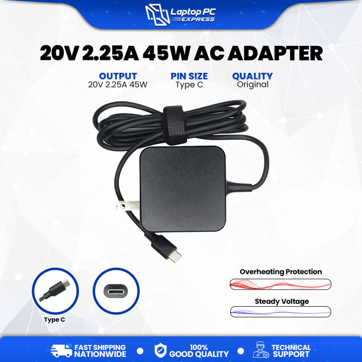 Laptop Charger 20V 2.25A 45W USB Type C Laptop Tablet Charger AC ...