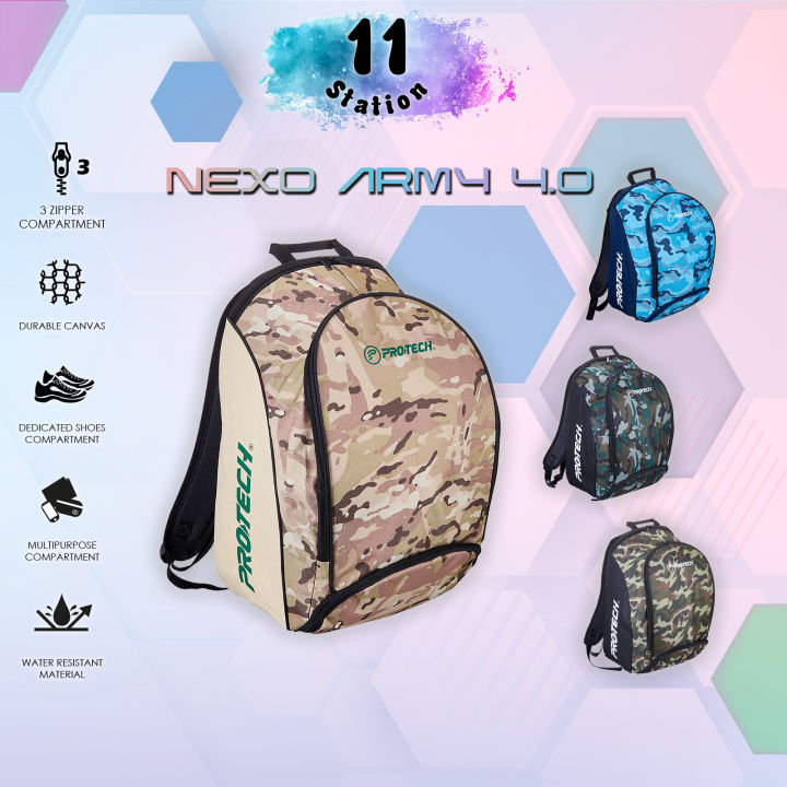 Protech Badminton Backpack with Shoes Compartment - Nexo Army Series ...