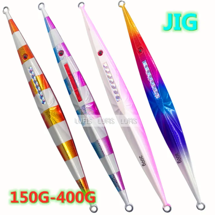 Fishing lure 150g/200g/250g/300g/350g/400g Luminous 4 Colors Slow Jig For sea fishing Baits ...