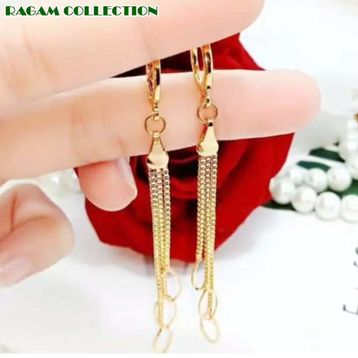 Anting Wanita Model Rantai Panjang 3 Rangkai Cantik Mewah Elgant ...