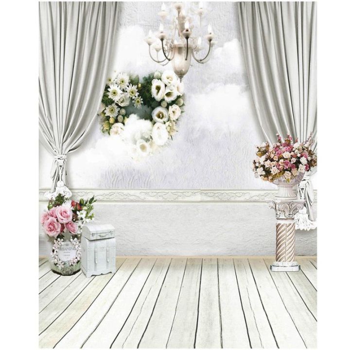 (HOBY) 5x7FT White Curtain Backdrop Studio Flower Photo Photography ...