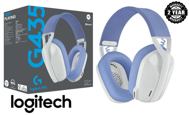 Logitech G435 White Lightspeed Wireless Bluetooth Gaming Headset ...