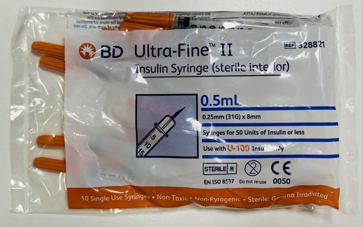 (POUCH of 10's 0.5ml-8mm) BD Ultra Fine 8mm Insulin Syringe 0.5ml 31GA ...