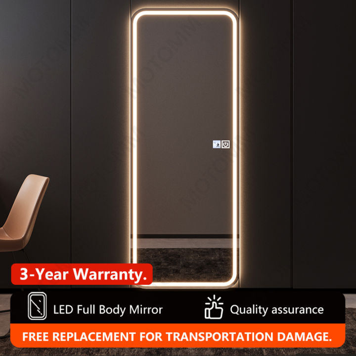 LED full body mirror with tricolor light human body sensing function ...