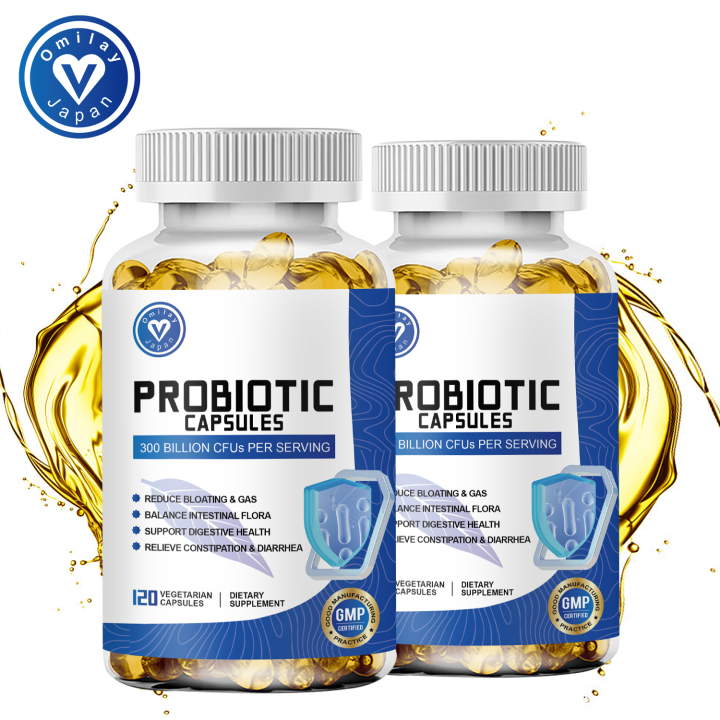 Omilay Organic Probiotics 300 Billion CFUs Prebiotics Immune Digestive ...