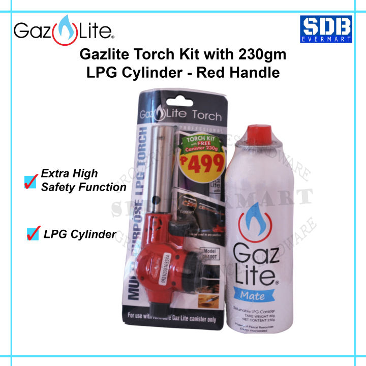 Gazlite-Torch Kit with Blow Torch & 230 grams LPG Cylinder-Red Handle ...