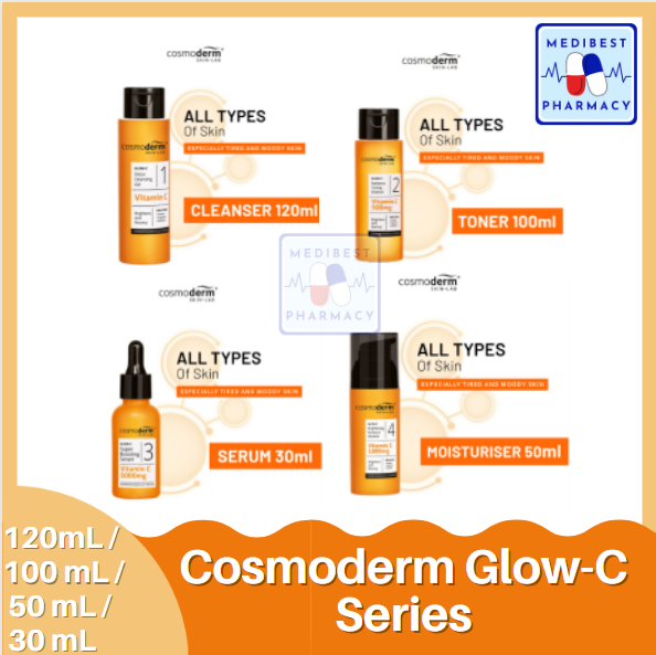 Cosmoderm Glow-C Cleansing Gel / Toning Essence / Serum / Brightening ...