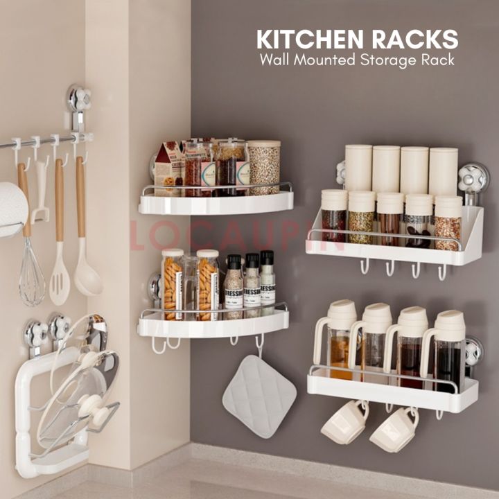 LOCAUPIN Wall Mounted Kitchen Racks Organizer Hanging Multifunctional ...