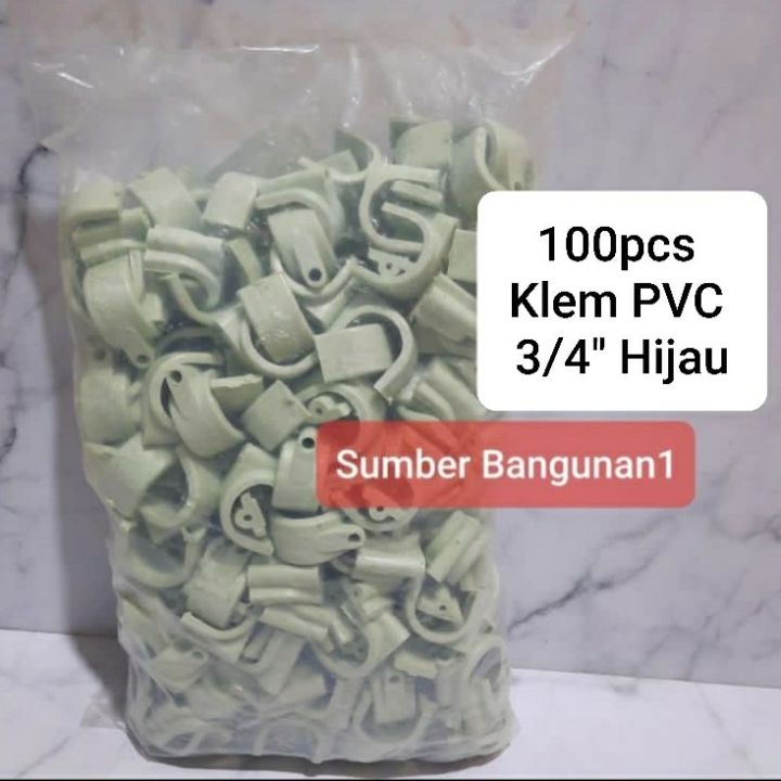 Klem Pipa PVC 3/4" hijau pralon claim penjepit tahanan grosir 3/4 inch ...