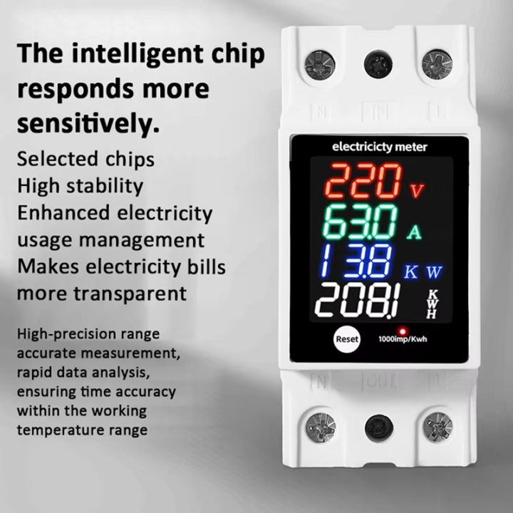 ZS-6035VAKW Digital Meter Din Rail Electricity Usage Monitor AC30-400V ...