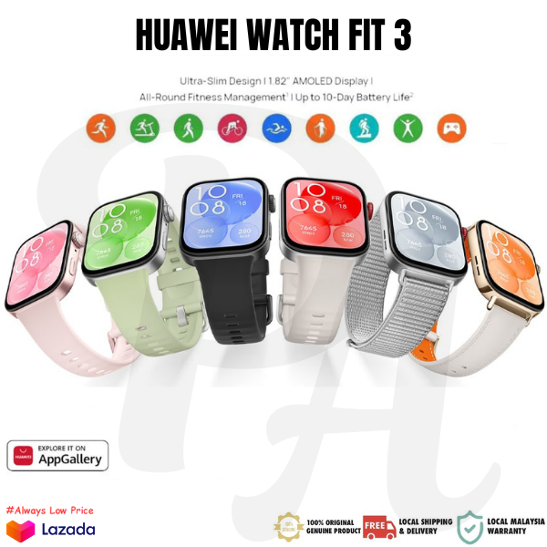 [ New Arrival] Huawei Watch Fit 3 Smartwatch | 1.82" AMOLED Display ...