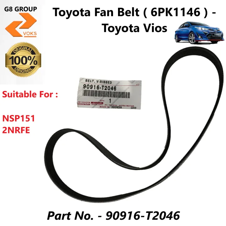 Toyota Fan Belt ( 6PK1146 ) - Toyota Vios ( 90916-T2046 / T2039 ) | Lazada