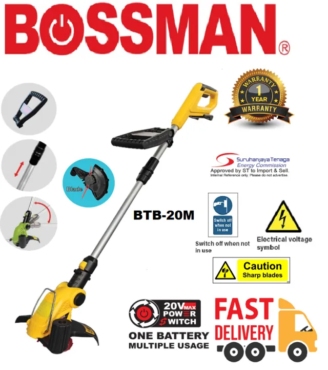 BOSSMAN BTB-20M / BTB20M CORDLESS GRASS CUTTER LAWN MOWER TRIMMER ...