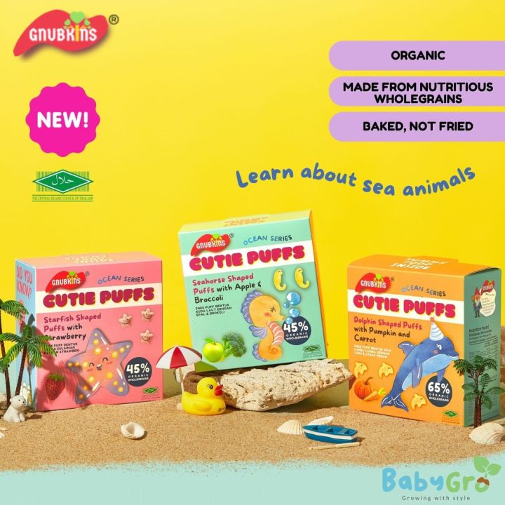 Gnubkins Organic Shaped Puffs Dolphin | Seahorse | Starfish Baby Finger ...