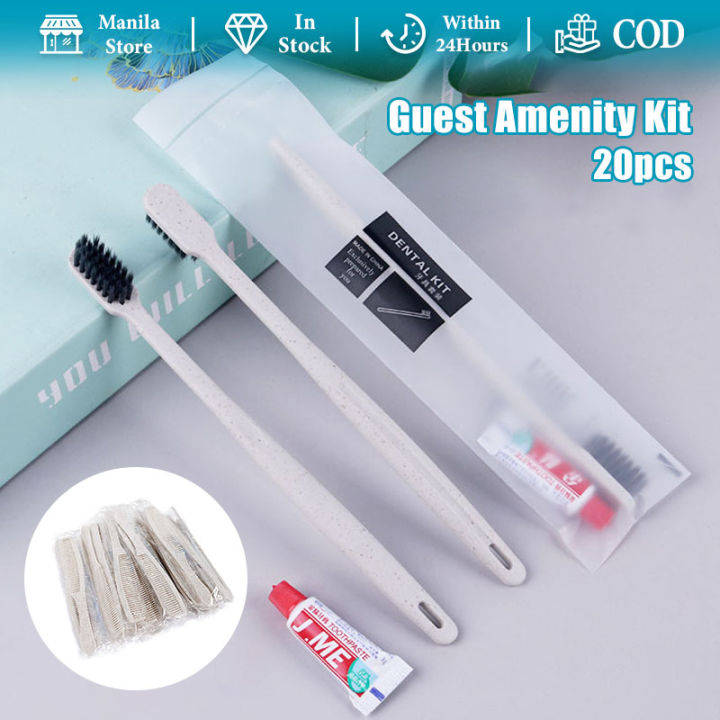 20 Pack Guest Amenity Kit Disposable Toothbrush Toothpaste Kit ...